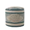 Noble House Volney White and Teal Cylinder Pouf 106675 - The Home Depot