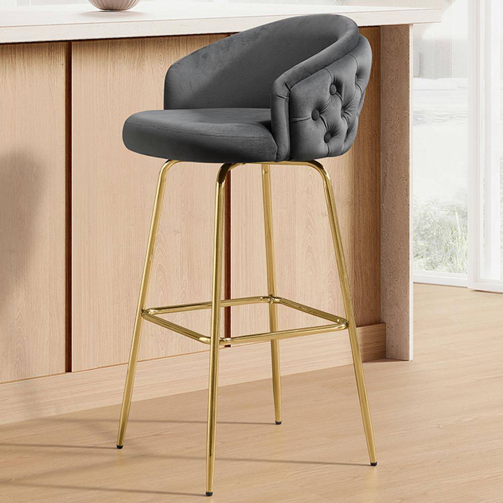 Art Leon Modern Gray Seat Height 30.52 in Fabric Swivel Counter Stools ...