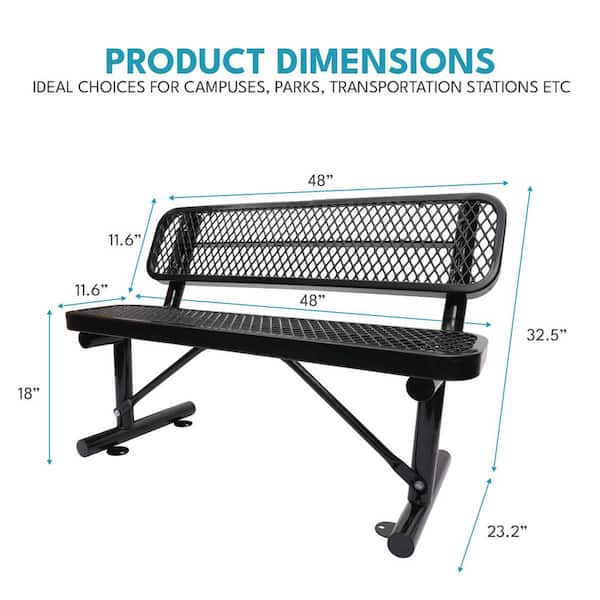 Outdoor metal bench with back store