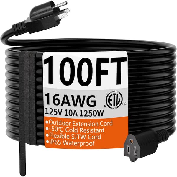 Lukyamzn 20 ft. 16/3 Weatherproof Flexible SJTW Pure Copper Indoor ...