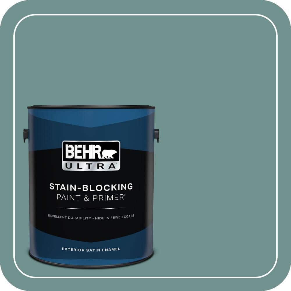 BEHR ULTRA 1 gal. #ECC-60-3 Pool Tide Satin Enamel Exterior Paint ...