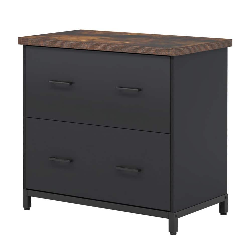TRIBESIGNS WAY TO ORIGIN Calvin 2-Drawer Black Wood 30.7 in. Lateral ...