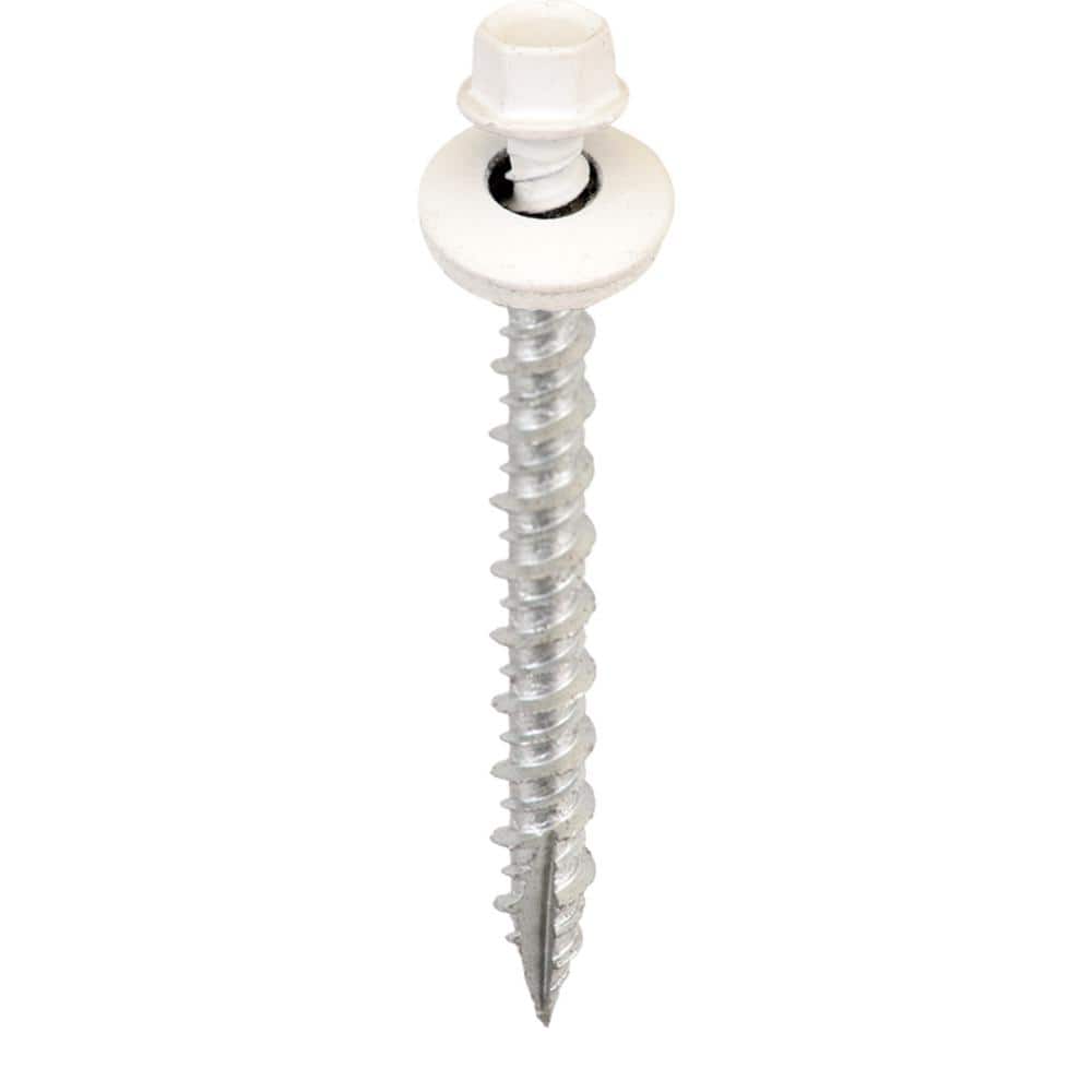 Acorn Hardware #14 x 2.5 in. Hex Head White Bag Metal-Wood Screw (Bag ...