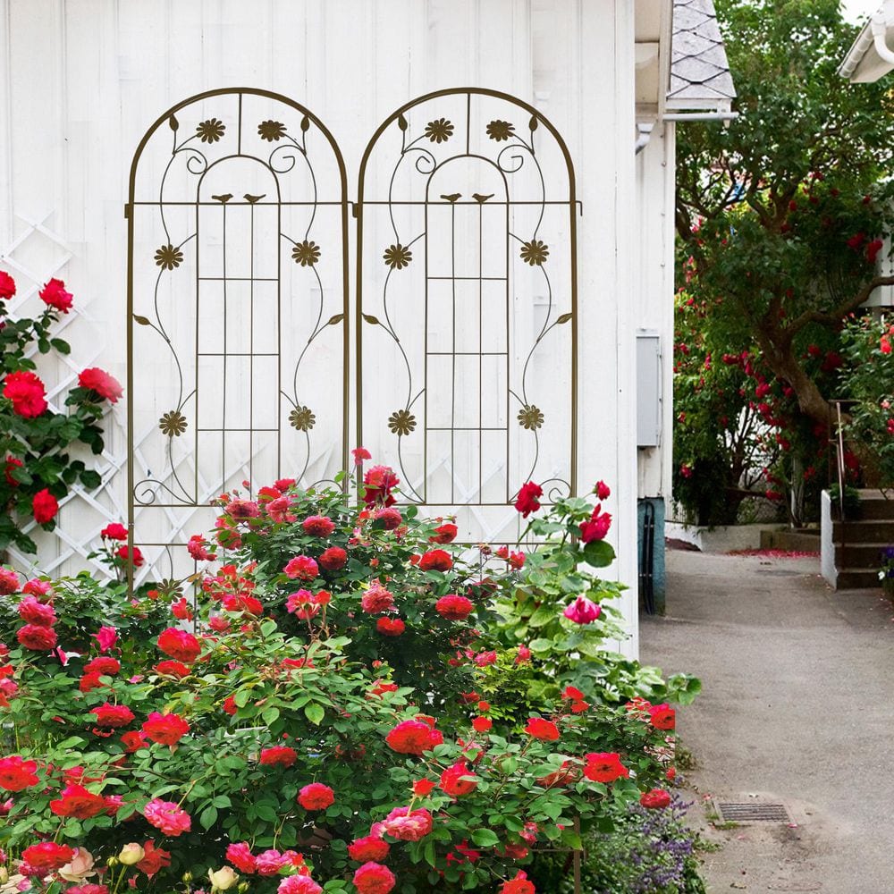 Metal Garden Trellis 86.7in. H Garden Fence Garden Trellis Arch ...