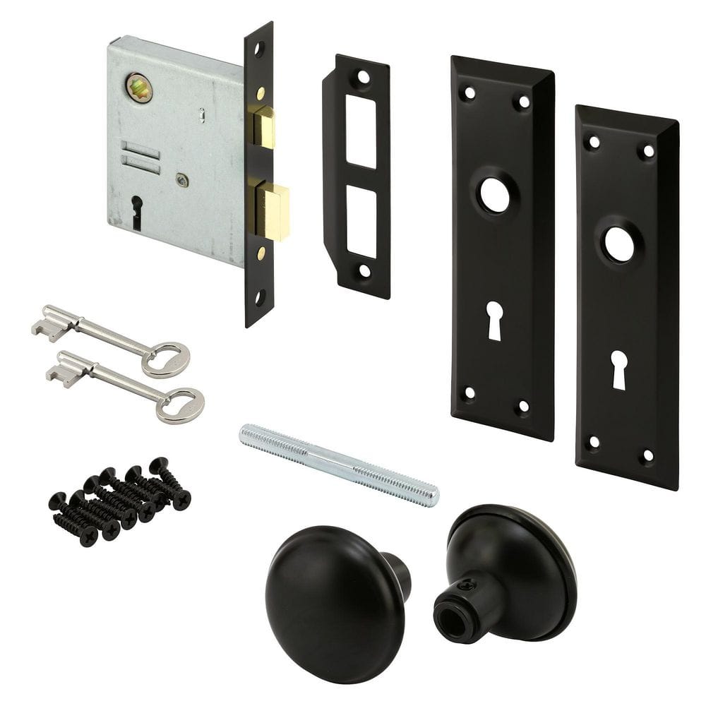 Defender Mortise Lock Set, Keyed, Matte Black E 2798 - The Home Depot