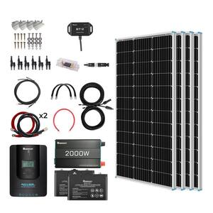 Renogy 400-Watt Solar Panel Kit 12 Volt with Two 100Ah Deep-Cycle AGM Batteries RKIT400DAP2 ...