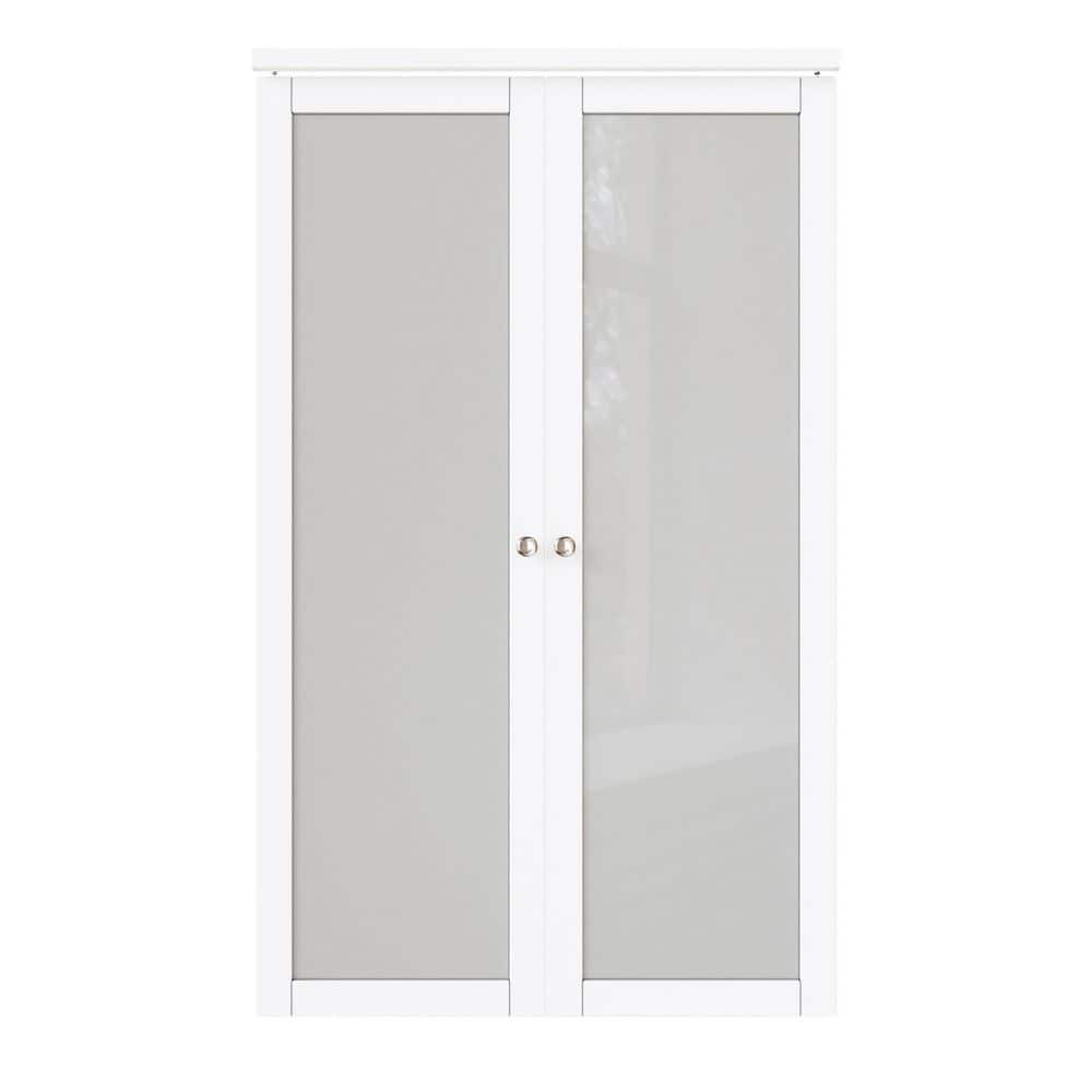 ARK DESIGN 48 in. x 80 in. Frosted Glass Solid Core MDF Bi-Fold Door ...