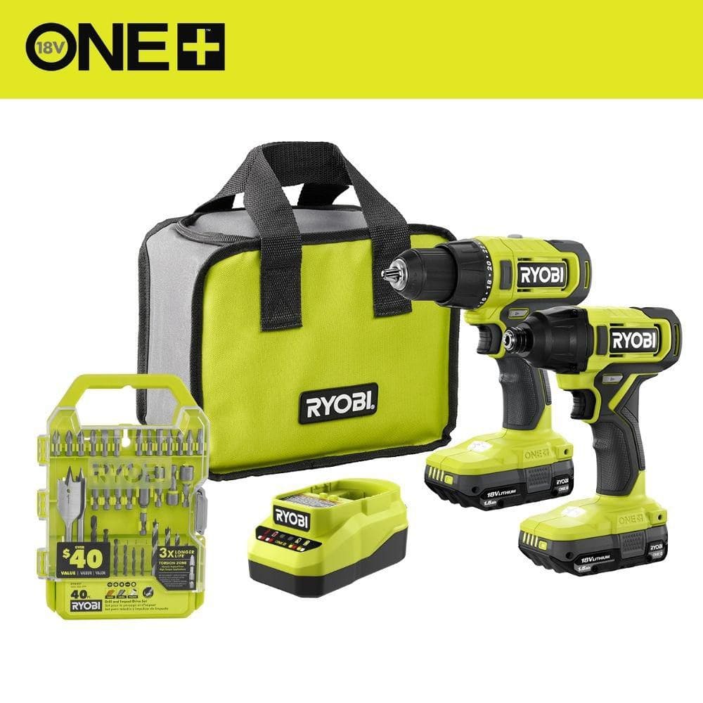 RYOBI ONE+ 18V Cordless 2-Tool Combo Kit with Drill/Driver, Impact ...