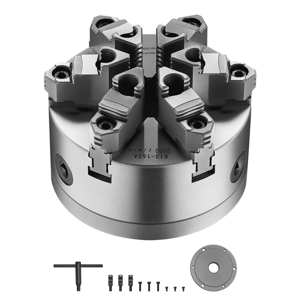 SKYSHALO 6-Jaw Lathe Chuck 6 in. (160 mm) Self-Centering Chuck with D1 ...