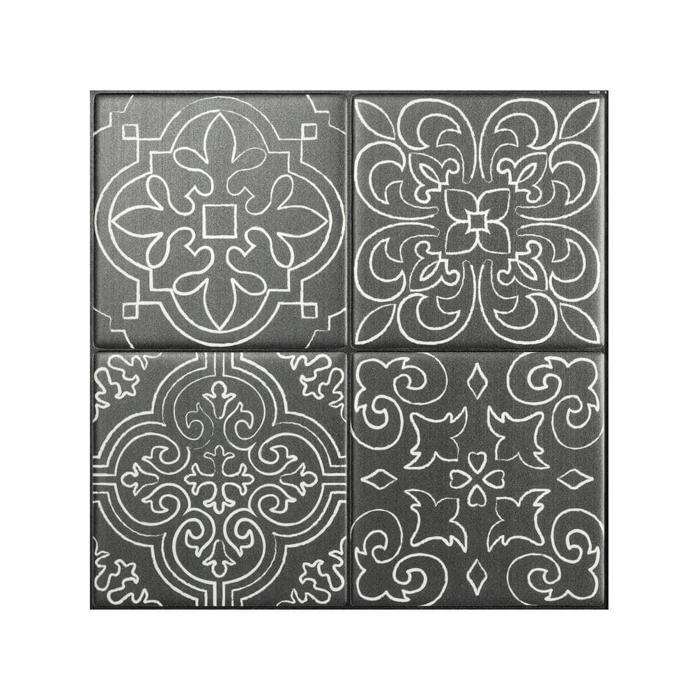 smart tiles Vintage Vinci Black 9 in. x 9 in. Vinyl Peel and Stick Tile ...