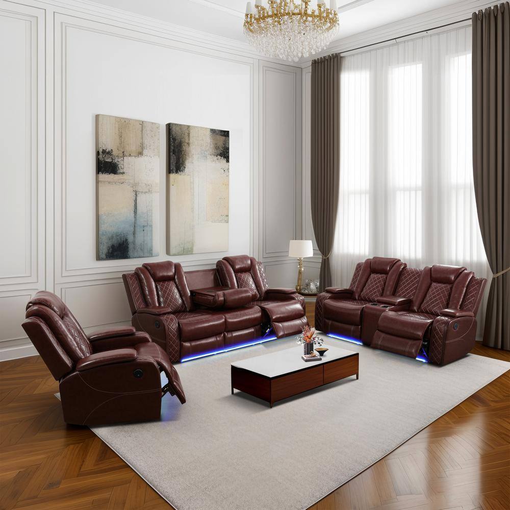 Bestier Red Multi-Function Air Leather Recliner Living Room Recliner ...