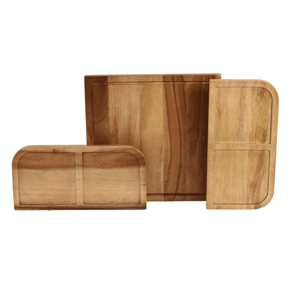 Sango Atelier Acacia Wood 3-Piece Stackable Cutting Board Set-Small and ...