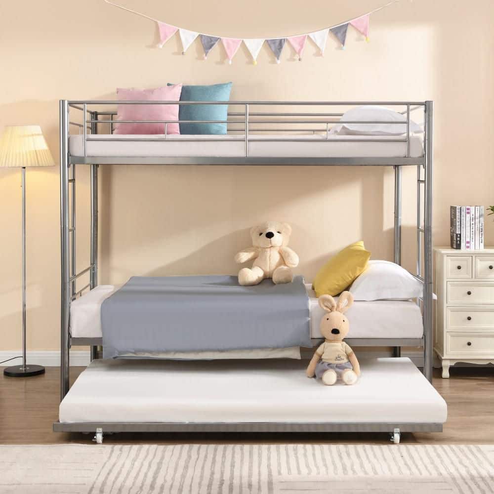 Boyel Living Silver Metal Frame Twin Size Upholstered Platform Bed with ...