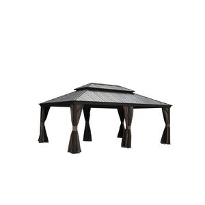 14 ft. x 20 ft. Hardtop Gazebo, Permanent Metal Gazebo with Galvanized ...