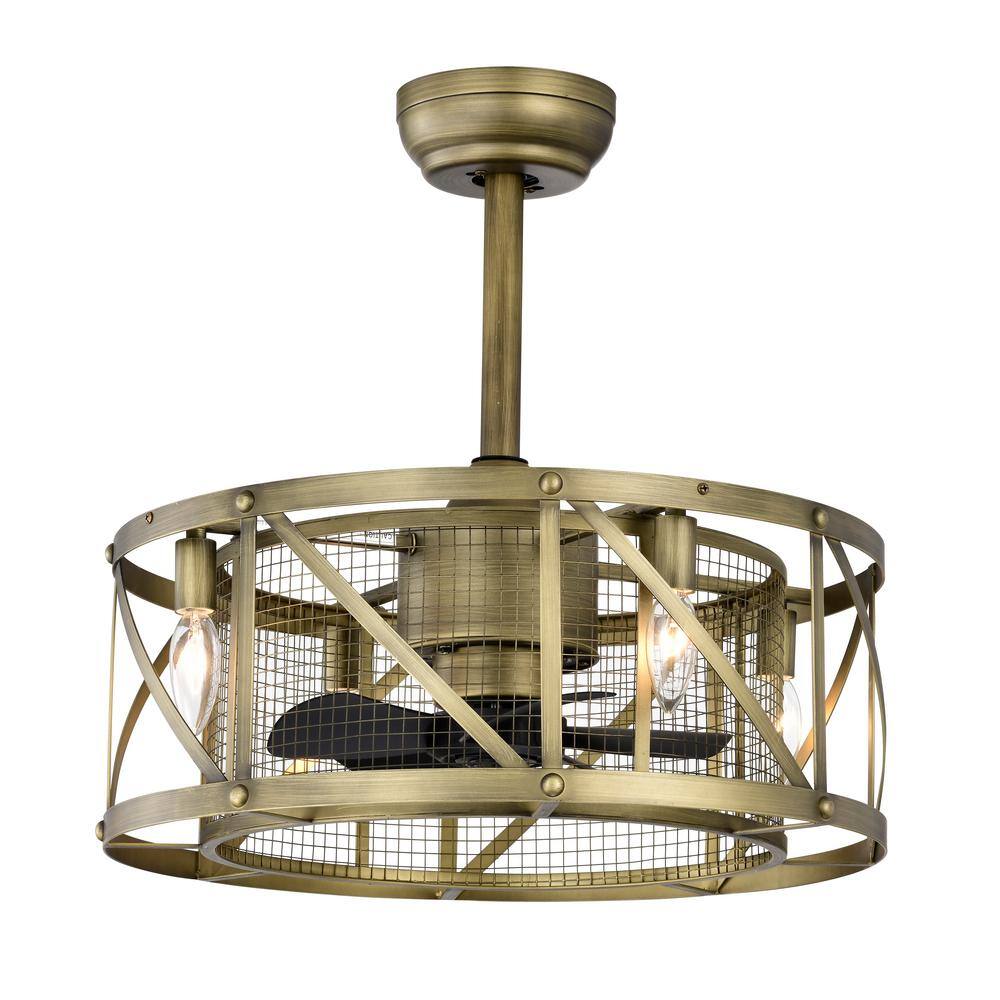 HKMGT 19.76 in. Indoor Antique Brown Ceiling Fan with Remote Control ...