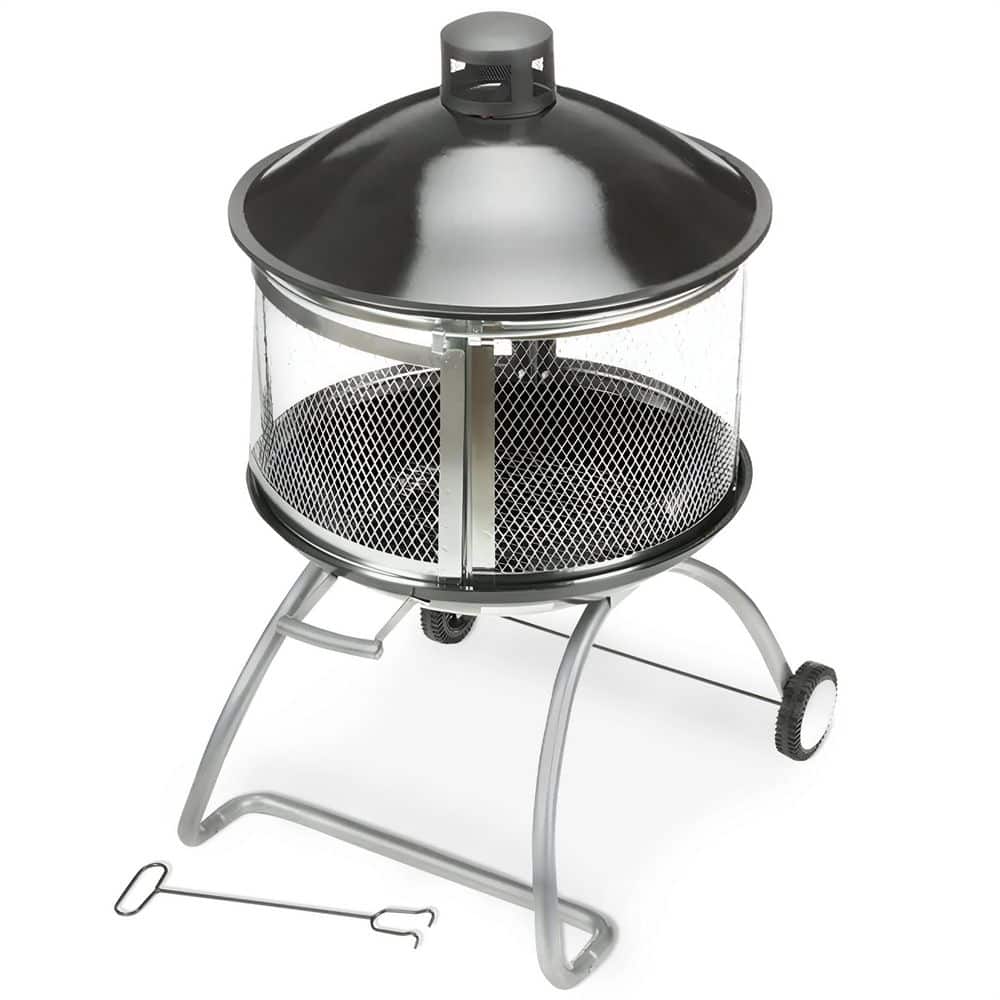 Portable Fire Pit, 28 in. Outdoor Fireplace w/ Sliding Door SRFP2822-HD ...