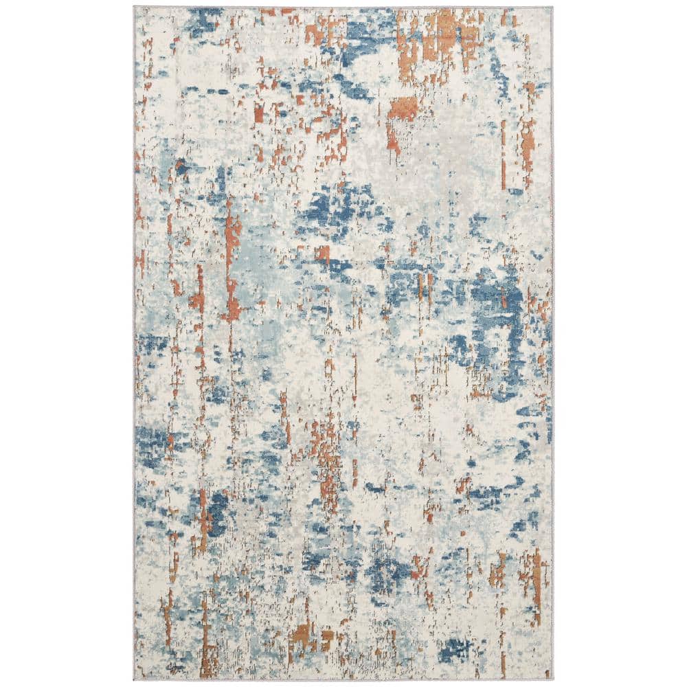 Nourison Concerto Beige Blue Rust 4 ft. x 6 ft. Abstract Contemporary ...