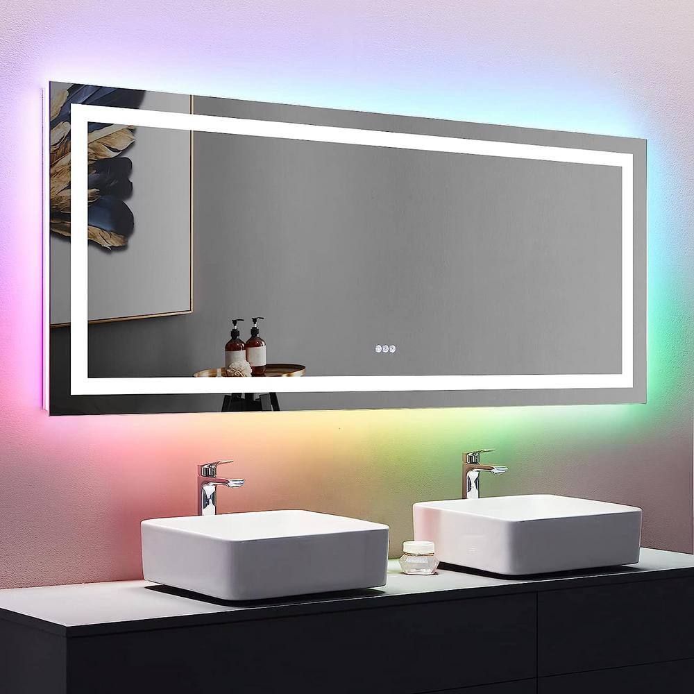 Vanity Trident72 in. W x 36 in. H Rectangular Frameless LED Wall Mount ...