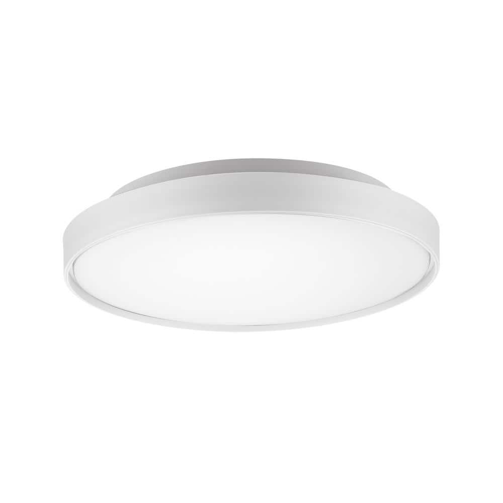 KUZCO Brunswick 18 in. 1-Light 30-Watt White Integrated LED Flush Mount ...