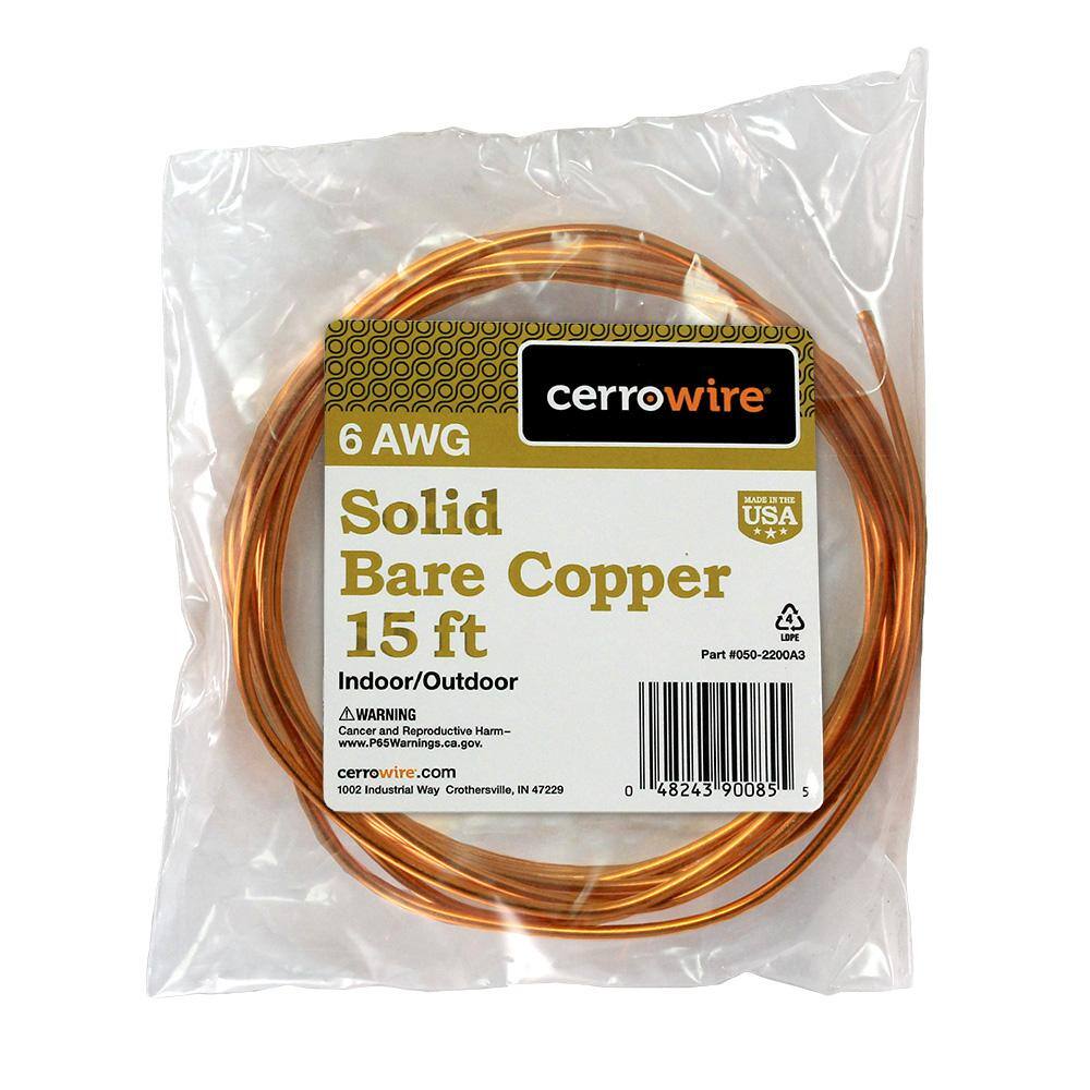 Cerrowire 15 ft. 4-Gauge Solid SD Bare Copper Grounding Wire 050-2400A3