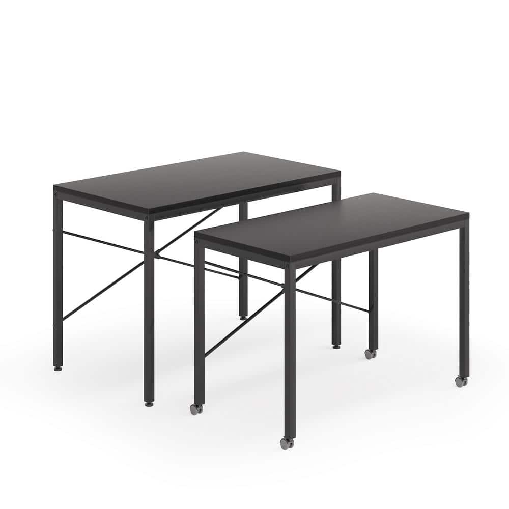 Tribesigns Cassey 40 in. Black Wood 2-Person Desks Double Small Desk ...