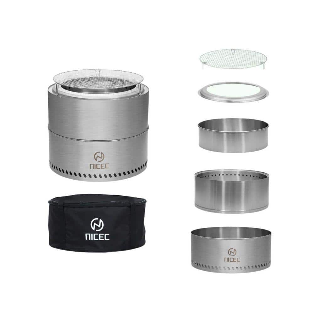 Fire Pits, 19.1 in. Smokeless Fire Pits, Stainless Steel Portable Fire ...