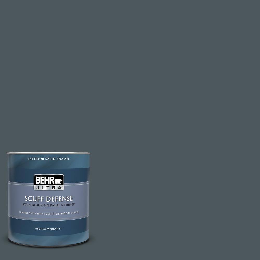 BEHR ULTRA 1 qt. #N470-7 Submarine Gray Extra Durable Satin Enamel ...