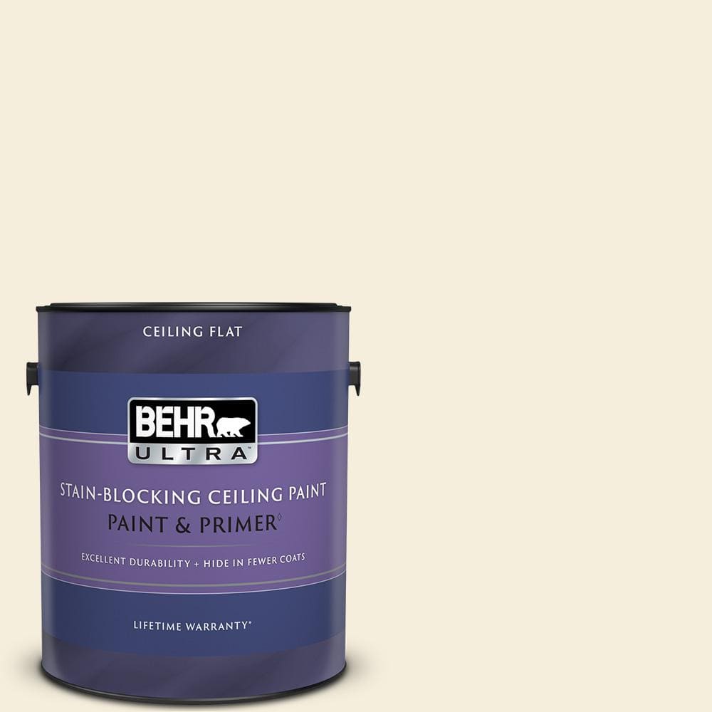 BEHR ULTRA 1 gal. #W-D-300 Eggshell Cream Ceiling Flat Interior Paint ...