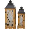 Litton Lane Brown Wood Lighthouse Style Decorative Candle Lantern (Set ...