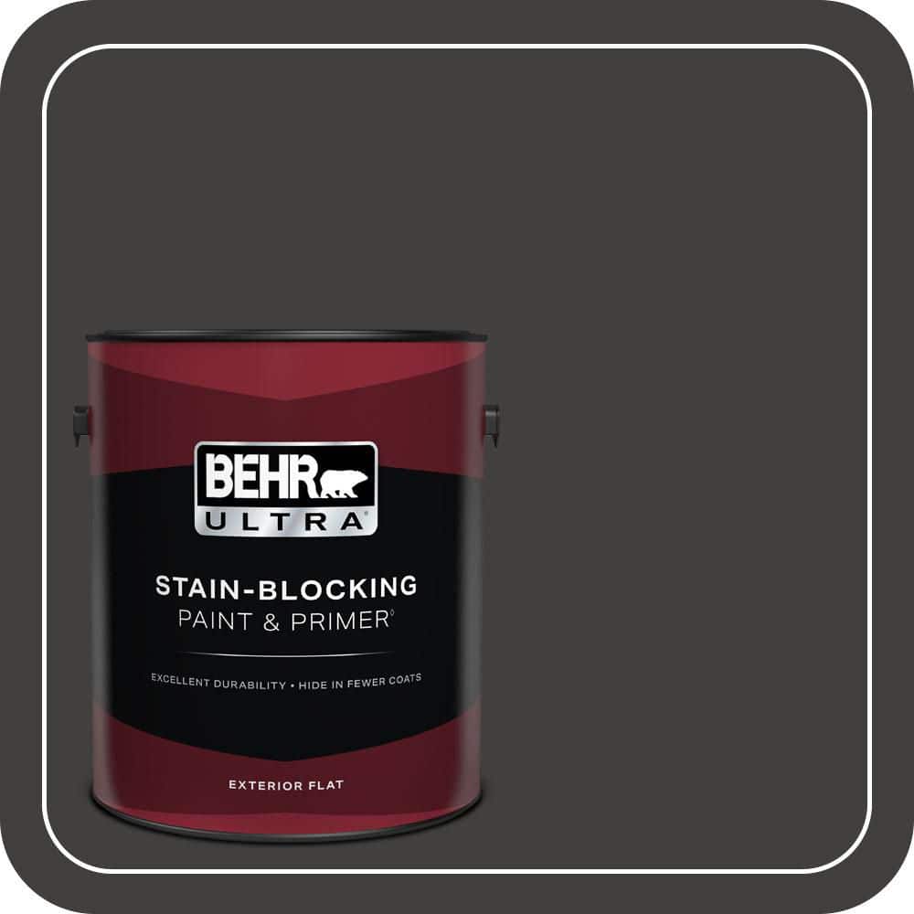 BEHR ULTRA 1 gal. #N510-7 Blackout Flat Exterior Paint & Primer 485301 ...
