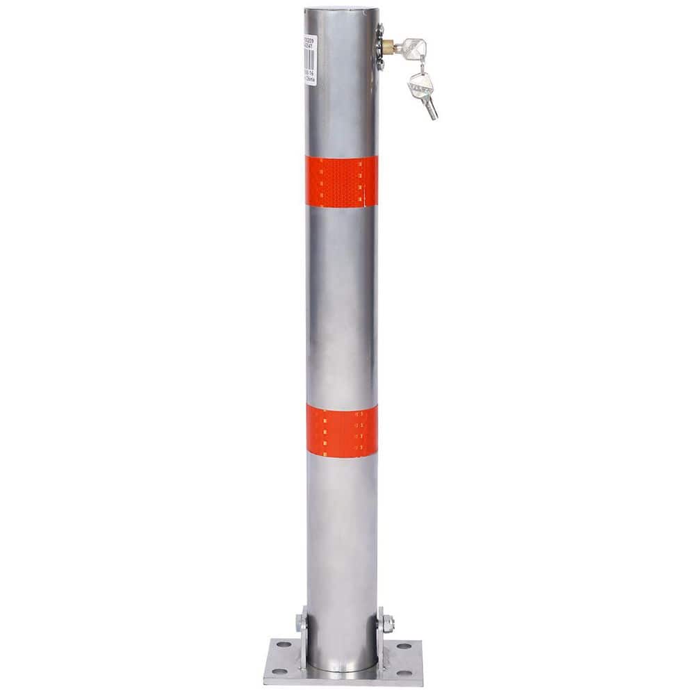 Tidoin 27.6 in. H Gray Round Steel Parking Bollard, Pole Barrier with ...