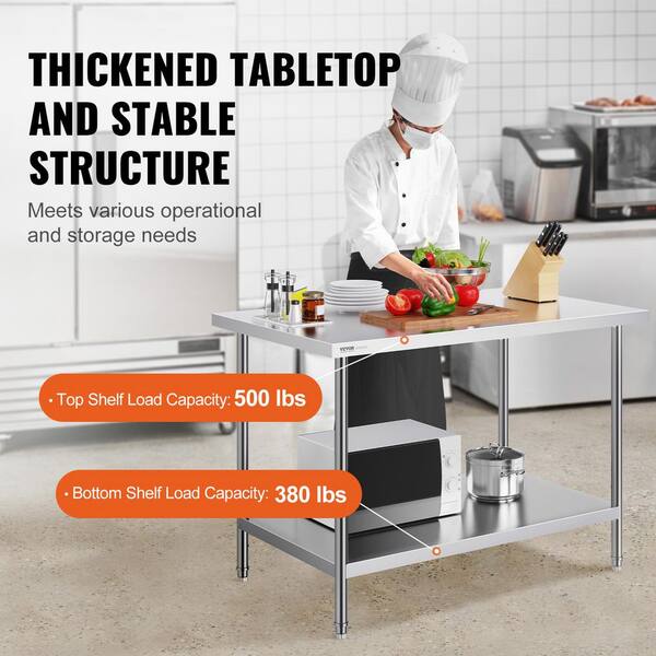Work Table WATERJOY 36x24 Stainless Steel Commercial Kitchen Table With ...
