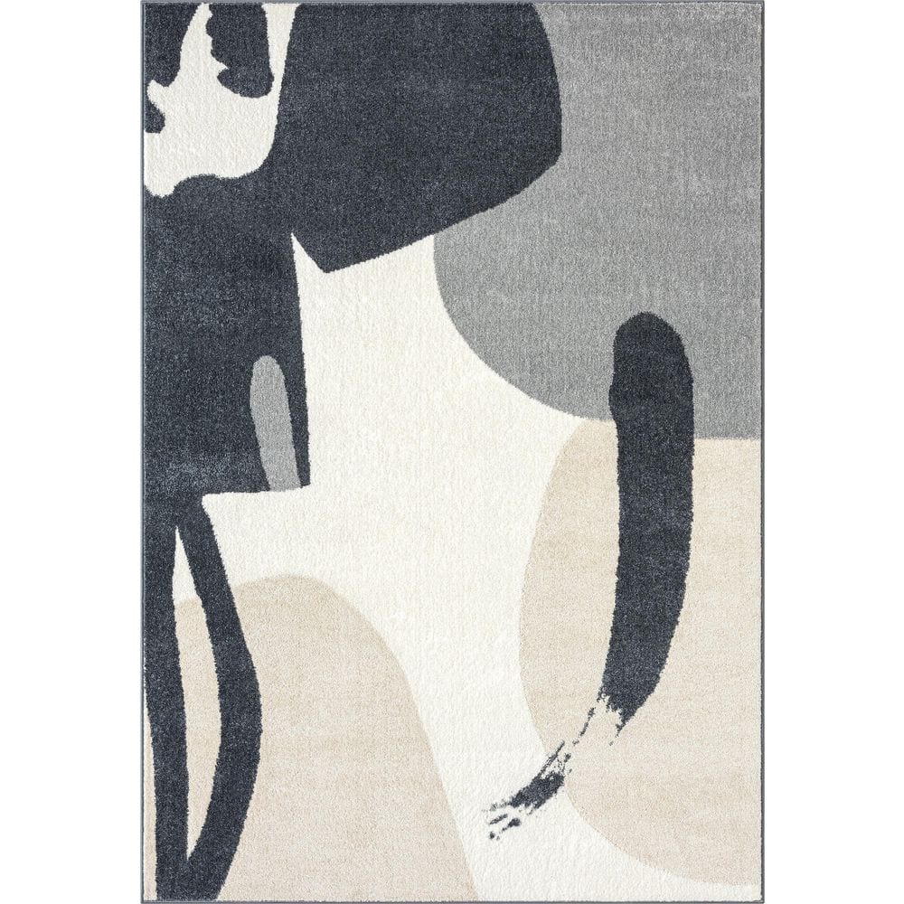Abani Nuevo Ivory 4 ft. x 6 ft. Abstract Polypropylene Area Rug NUE280A ...