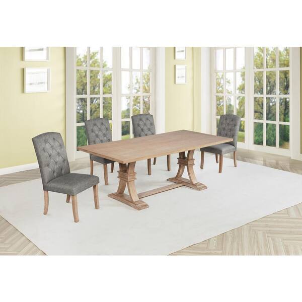 Best Quality Furniture Katt 5-Piece Rectangle Rustic Light Oak Finish ...
