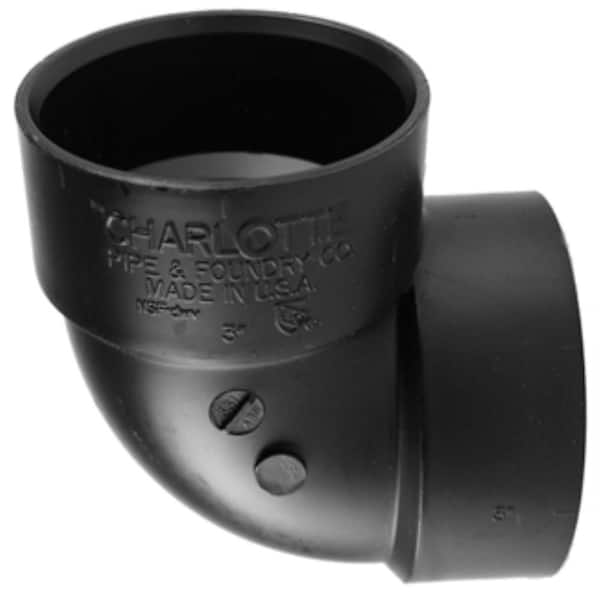 Charlotte Pipe 2 in. ABS DWV 90-Degree Hub x Hub Vent Elbow Fitting ABS003310800HD