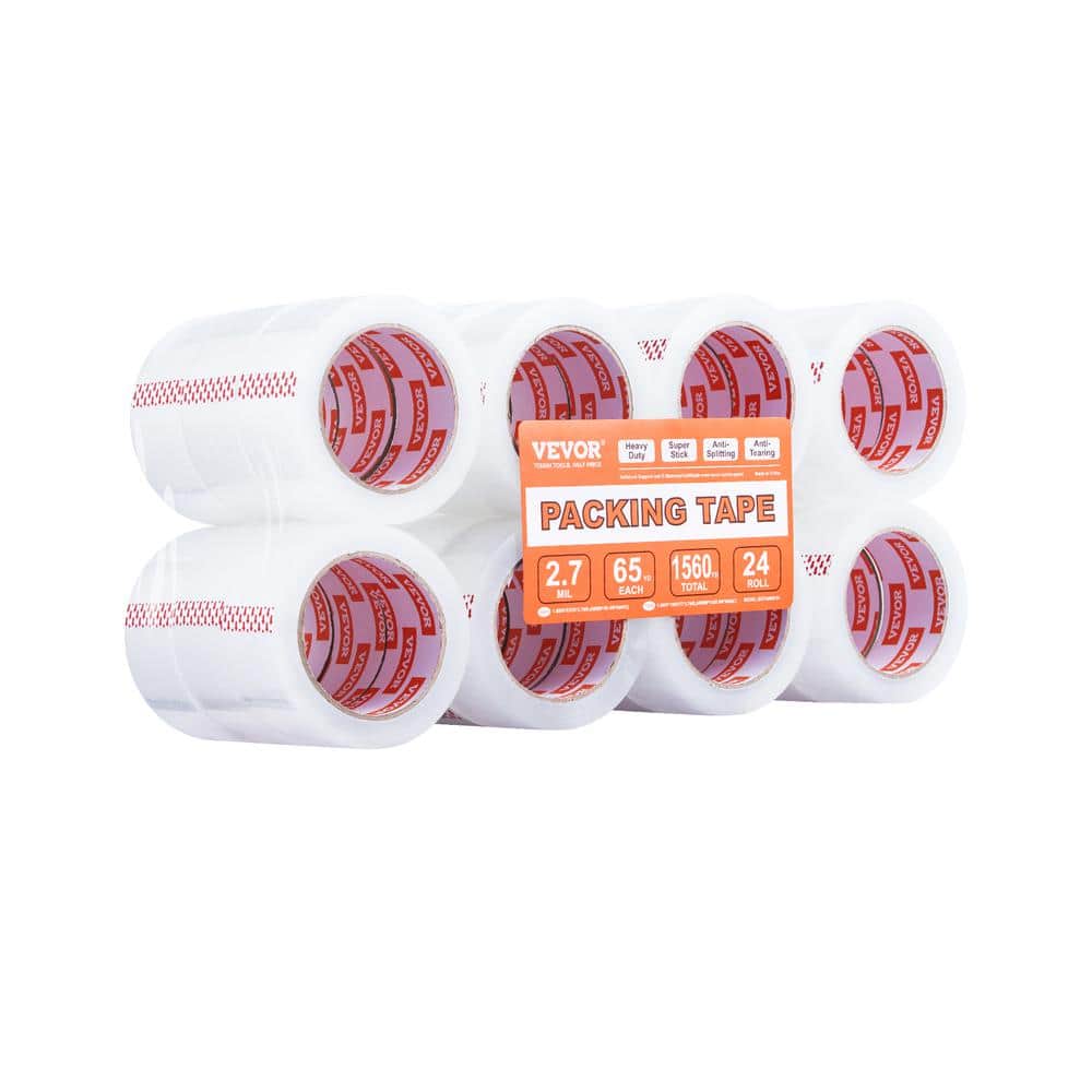 VEVOR Clear Packing Tape, 3 in. Core, 24-Rolls 1.88 in. x 65 Yards ...