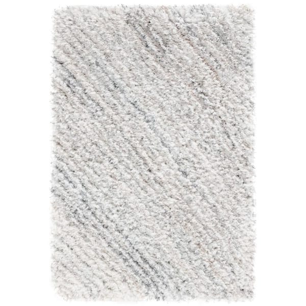 SAFAVIEH Glory Shag 3 ft. x 5 ft. Ivory/Light Blue Abstract Wavy Area ...