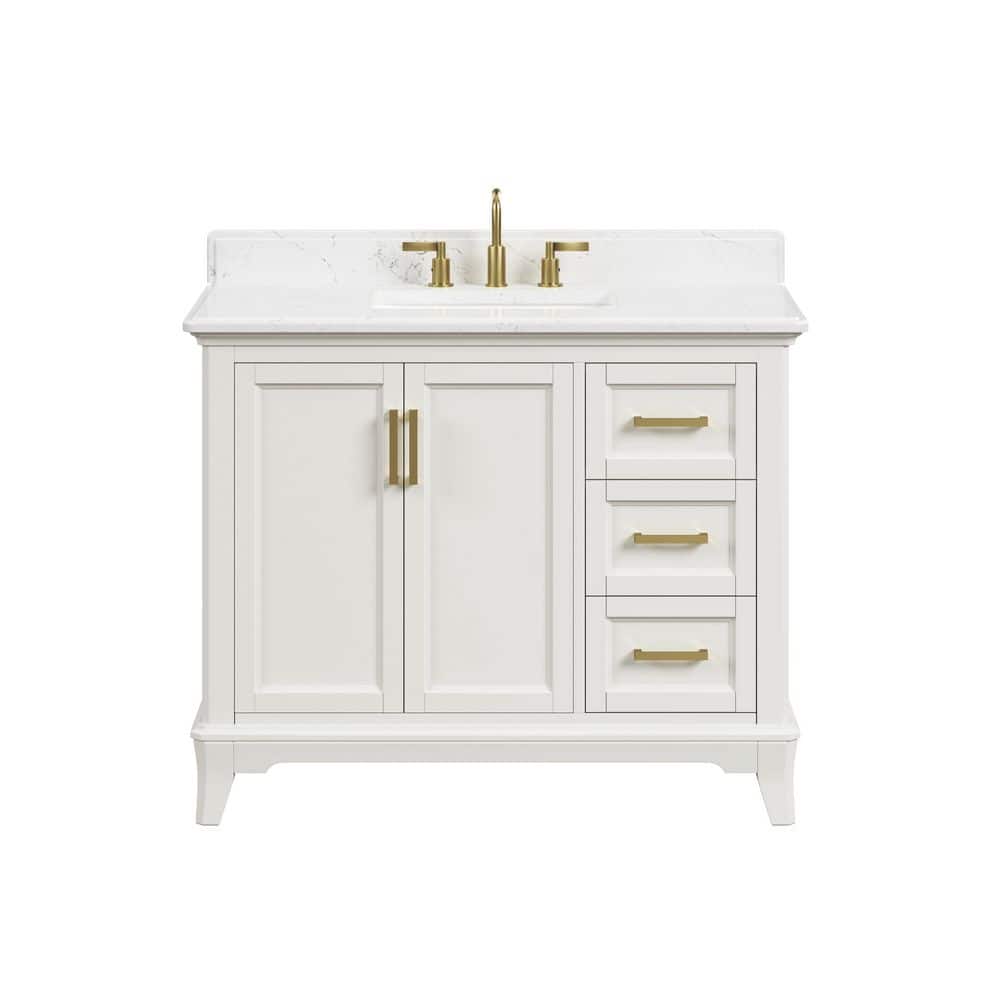 DELUXE DL LIVING Palace 43 in. Single Sink Freestanding White Bath ...