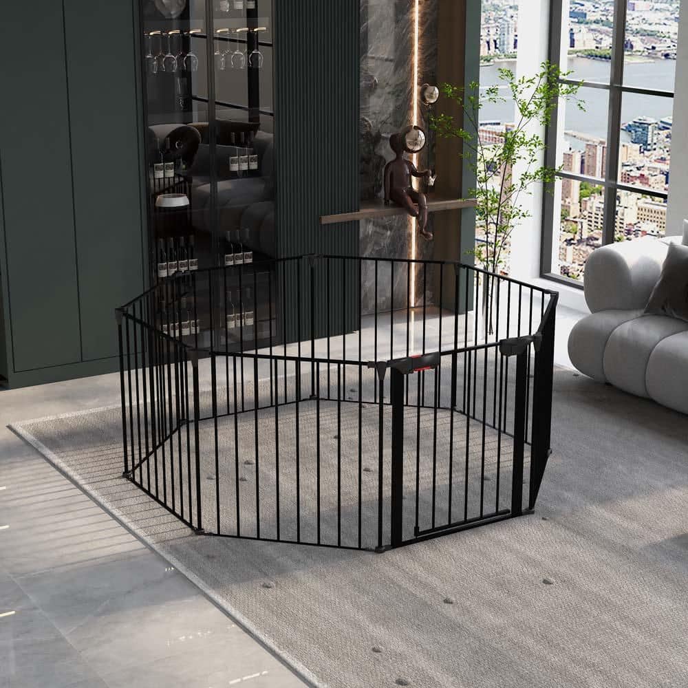 150 in. W x 29 in. H Steel Decorative Garden Fence, Adjustable Baby ...
