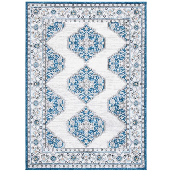 SAFAVIEH Liberty 8 ft. x 10 ft. Dark Blue/Ivory Medallion Florla Area ...