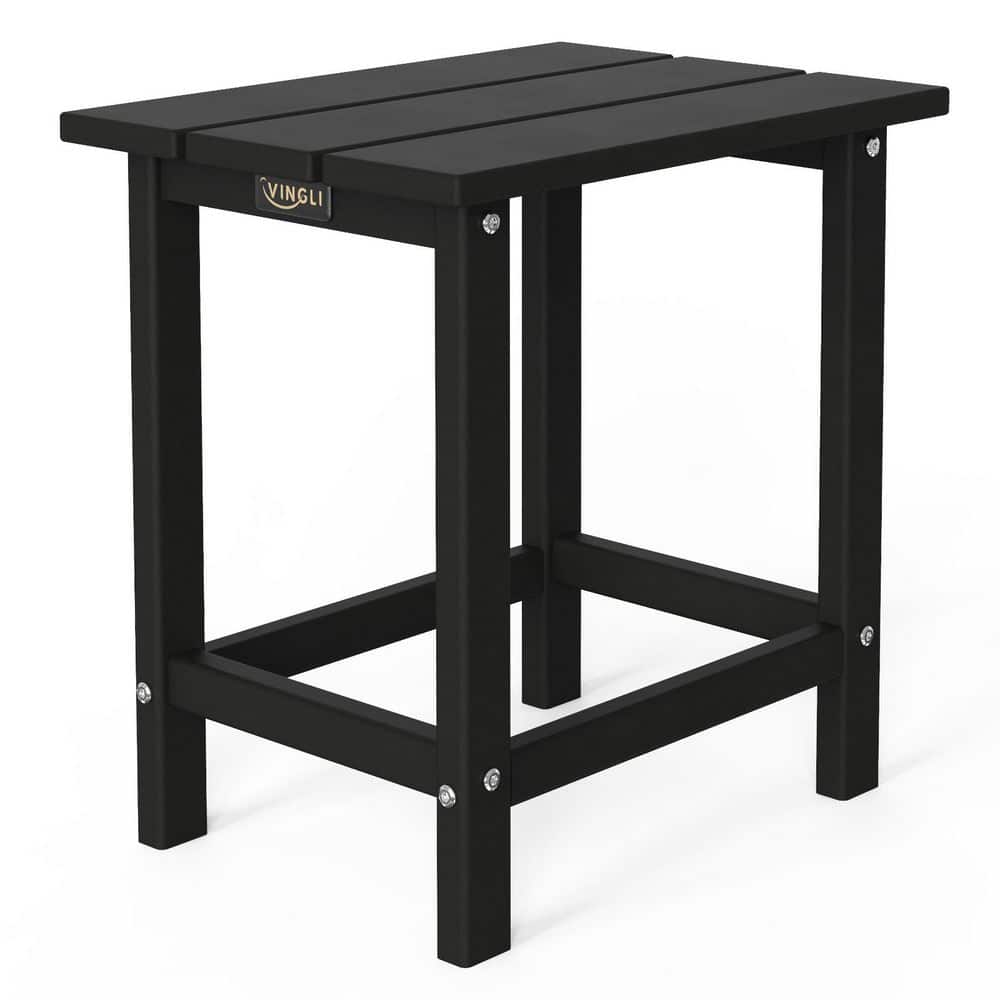 VINGLI HDPE Black Outdoor Side Table, Waterproof Poly Lumber Patio Side ...