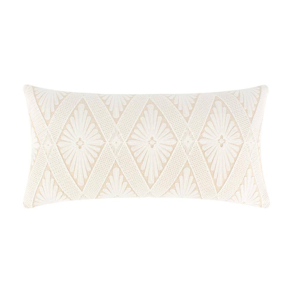 LEVTEX HOME Lorrance Cream, White Diamond Emdroidered 12 in. x 24 in ...