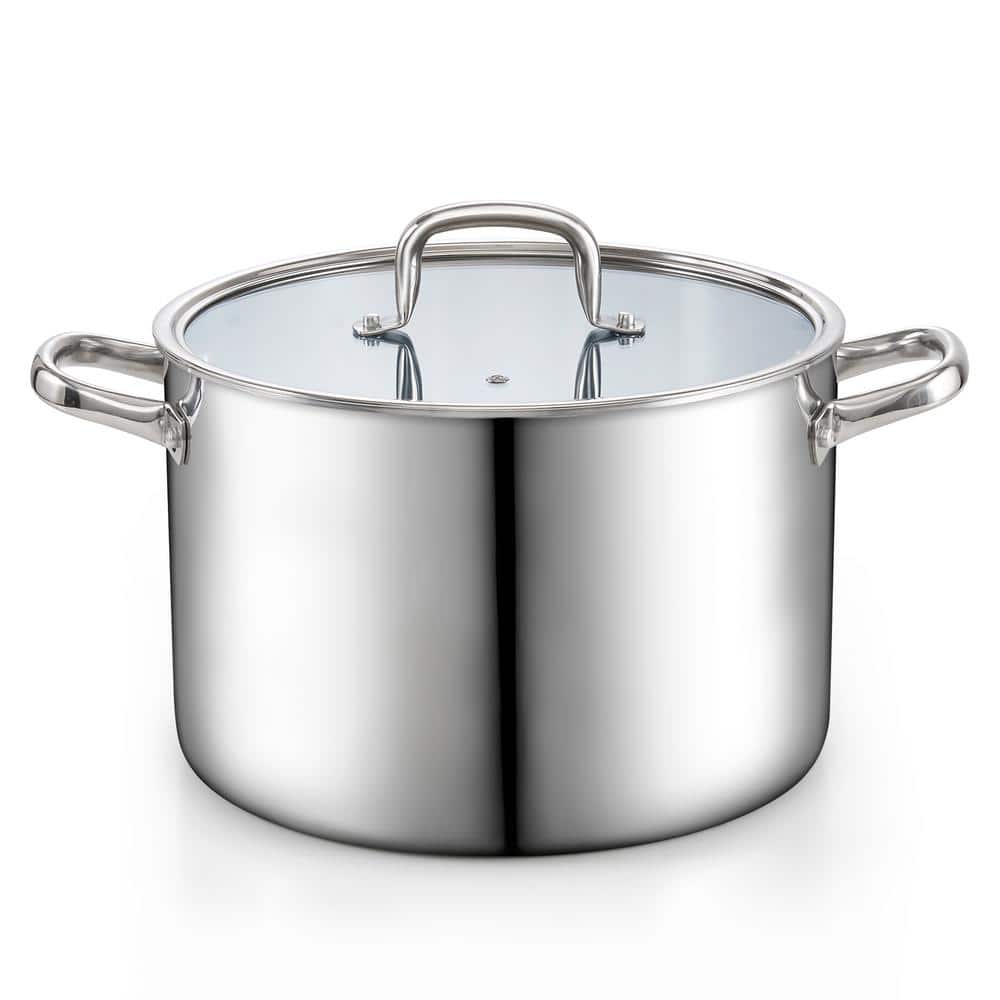 Cook N Home 12 qt. Tri-Ply Clad Stainless Steel Stockpot with Lid ...