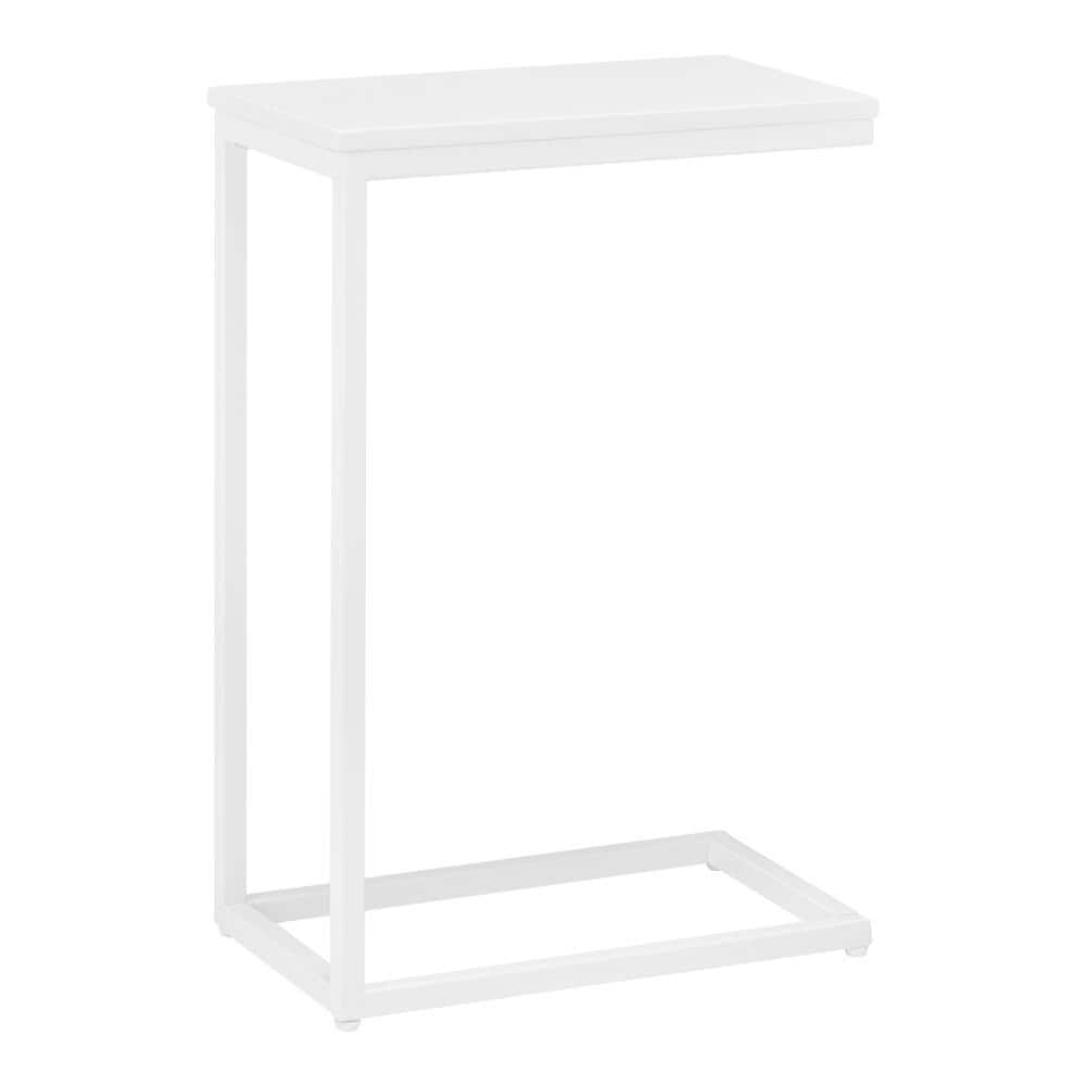 StyleWell Donnelly White C-Shaped Side Table with White Wood Top ...