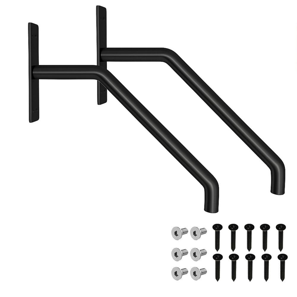 Afoxsos 16 in. Stainless Steel Wall Mount Hand Rail Black for 1-3 Steps ...
