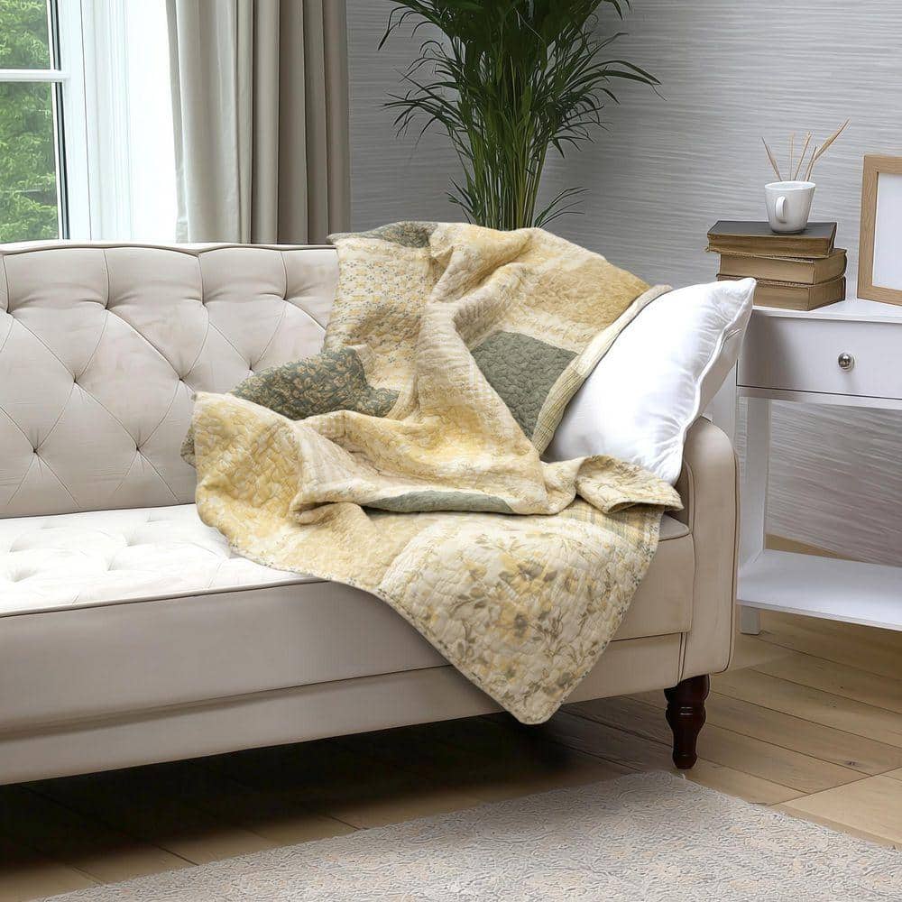 DONNA SHARP Meadow Yellow and Green Cotton Throw Blanket 55708 - The ...
