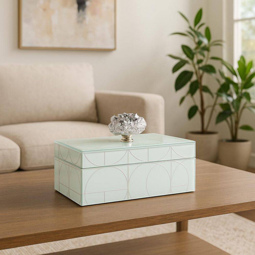 Liv & Skye Silver/Metallic 8 in. x 5 in. Glass Sparkly Geometric ...