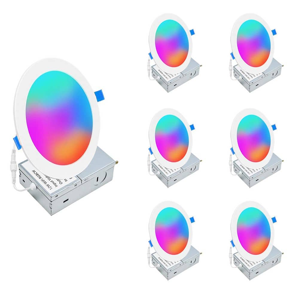 Honbei 6 in. 6-Pack LED Recessed Can Light-Ultra Thin, 12W, 5000K ...