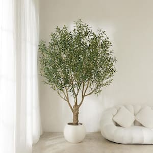 DR.Planzen 8 ft. Artificial Olive Tree with Large White Planter, Faux ...