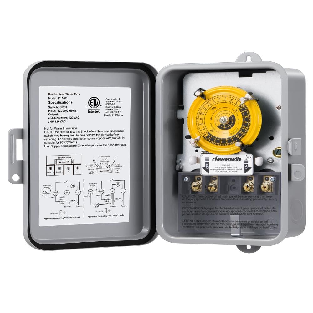 DEWENWILS 40 Amp 24-Hour Outdoor Mechanical Timer with Metal Box ...